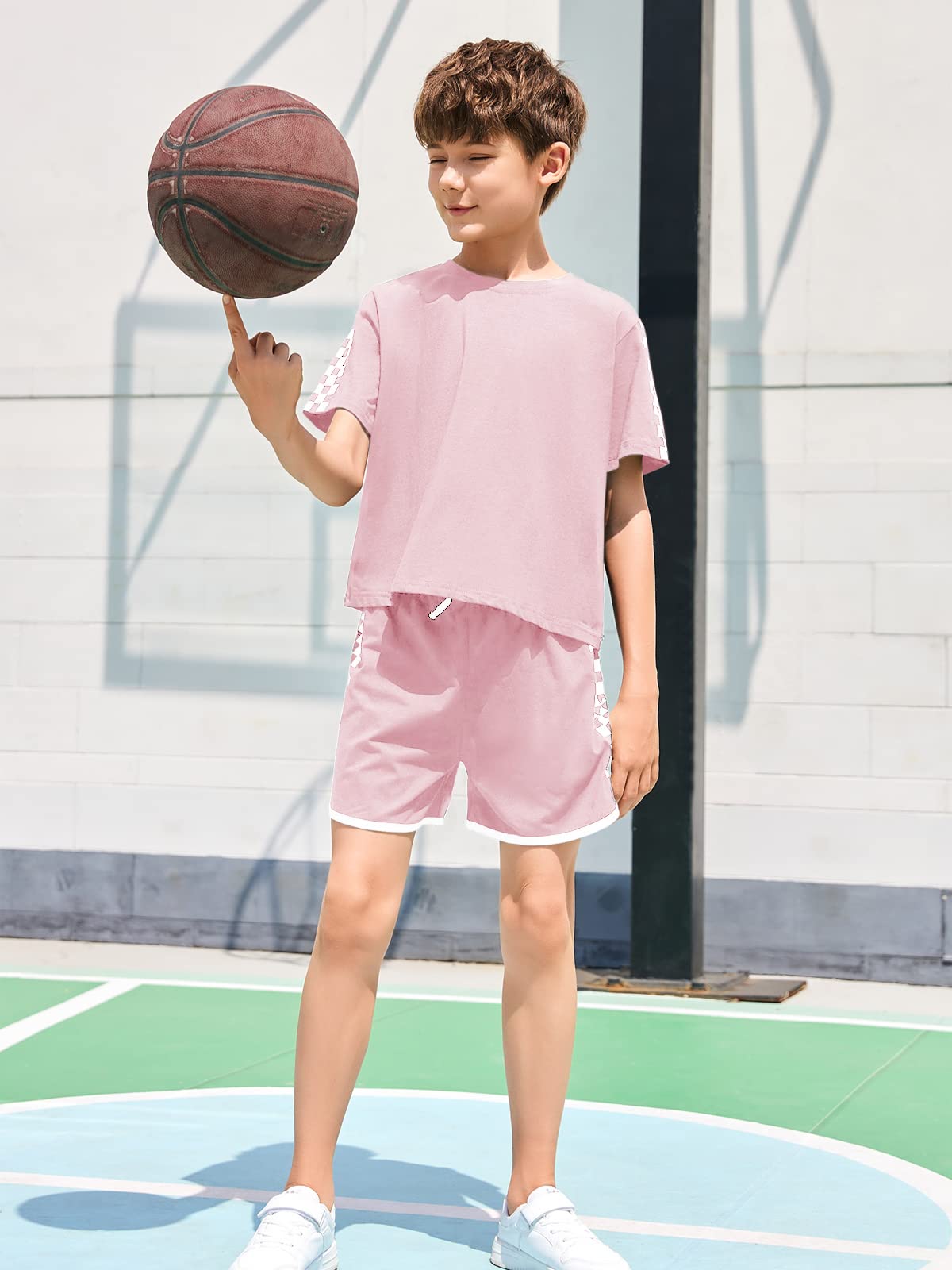 CNJFJ Cute Outfits For Girls 10-12 Years Old Plaid Shorts Sleeve Crop Tops And Shorts Sets