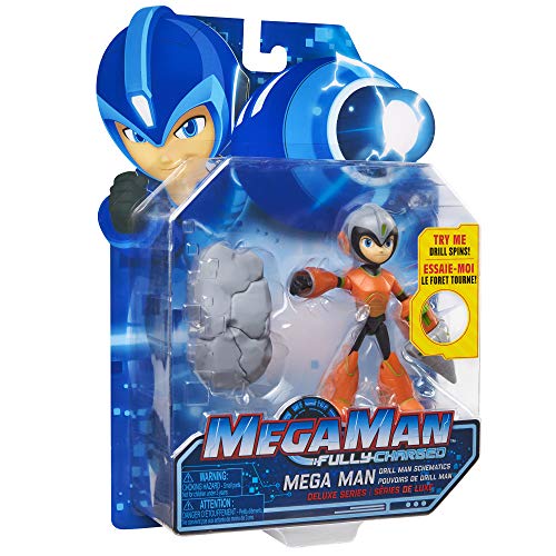 Megaman Fully Charged β Deluxe Drill Man Schematics Articulated Action Figure with Spinning Drill and Break-Apart Boulder Accessory! Based on the new show!