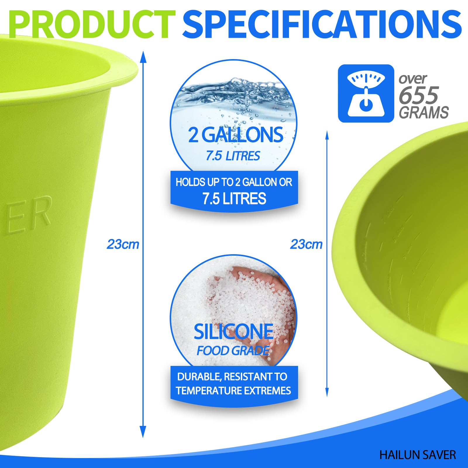 HAILUN SAVER - 2 Gallon Bucket Liner for Concrete Mix and Mud (Green 2 Gallon)
