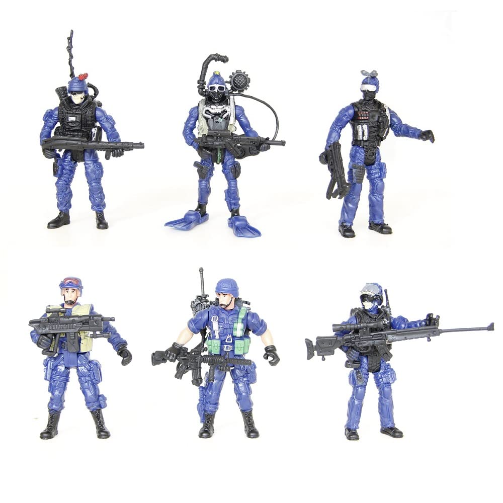 YEIBOBO ! 6 Pack Soldiers Action Figure Set - Army Men SWAT Team Toy (Future X-Cops)