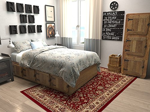 Unique Loom Sialk Hill Collection Area Rug - Washington (5' 3" x 8' Rectangle, Burgundy/ Cream)