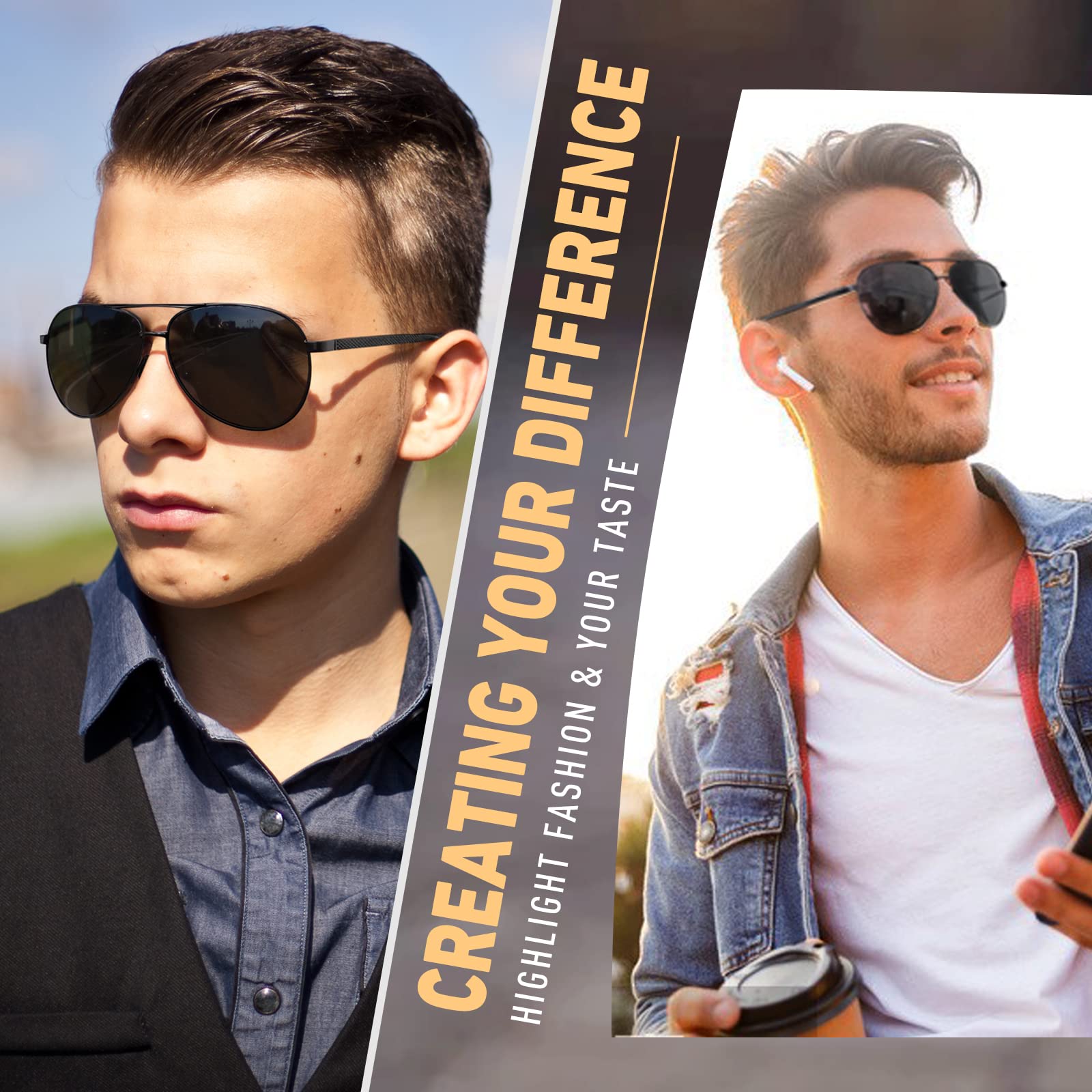 CGID Pilot Sunglasses Men Women Polarized UV400 Protection 62MM Pilot Metal Shades 3 Pack Gold Frame Grey, Blue, Silver Frame Silver Lens