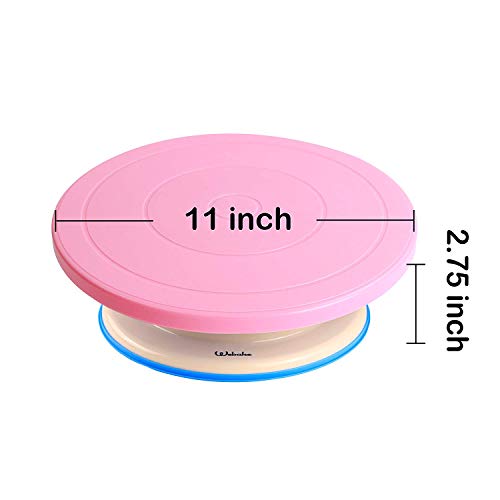 Webake Cake Turntable 11 Inch Rotating Cake Stand, Spinning Cake Decorating Stand with Non-Slip Rubber Band