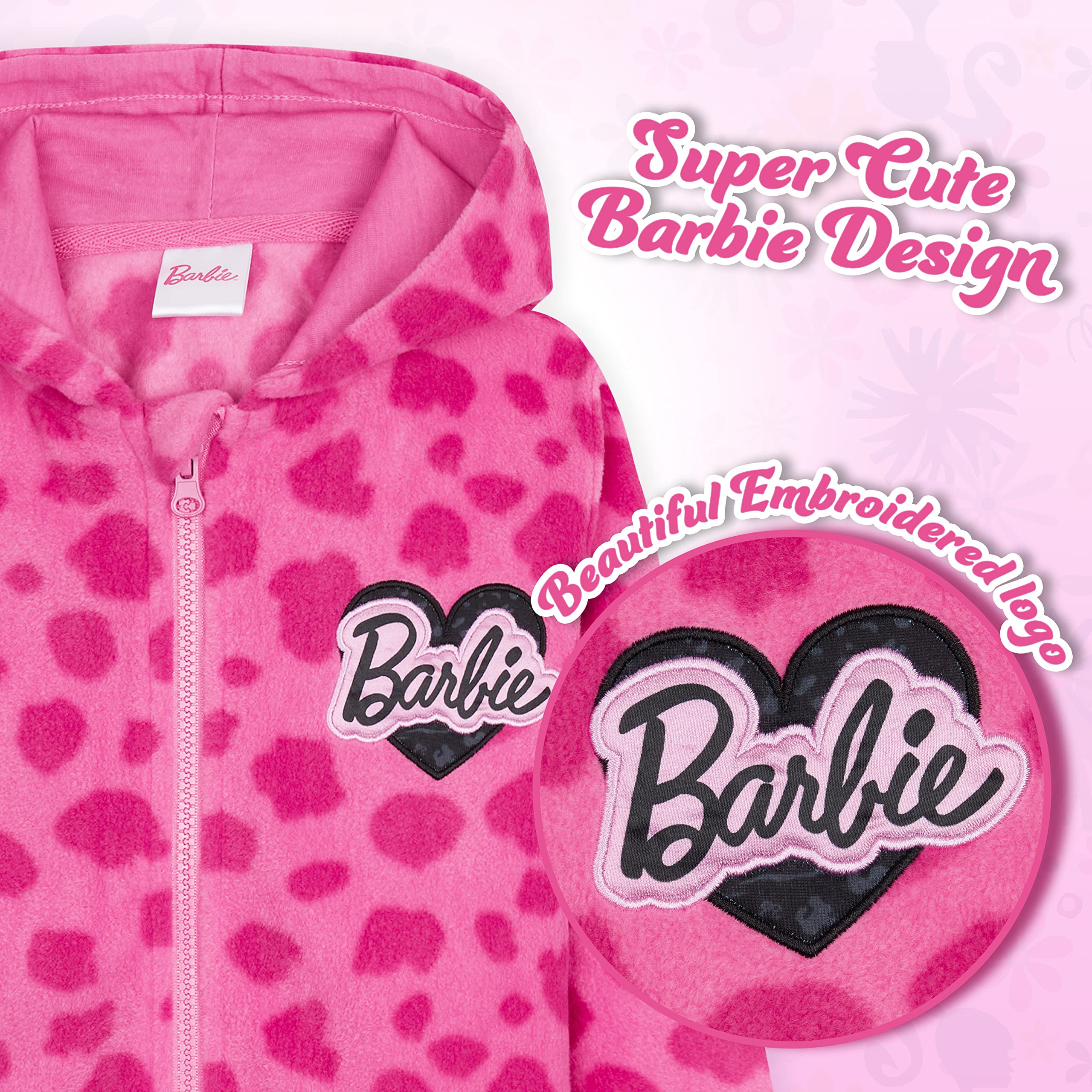 Barbie Girls Jacket Pink Hooded Fleece Girls' Jackets (Pink, 2-3 Years)