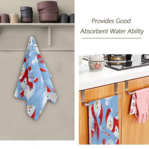 Christmas Snowman Dish Towels for Kitchen Set 2 Piece Microfiber Dish Cloths for Drying Dishes,Absorbent Kitchen Towels Christmas Snowman Tea Towels,3