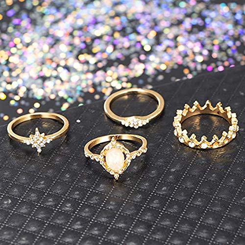 BERYUAN Women Rings Set Knuckle Rings Gold Stacking Rings for Teen Girls Rings Size 4 5 6 7 8(13pcs)