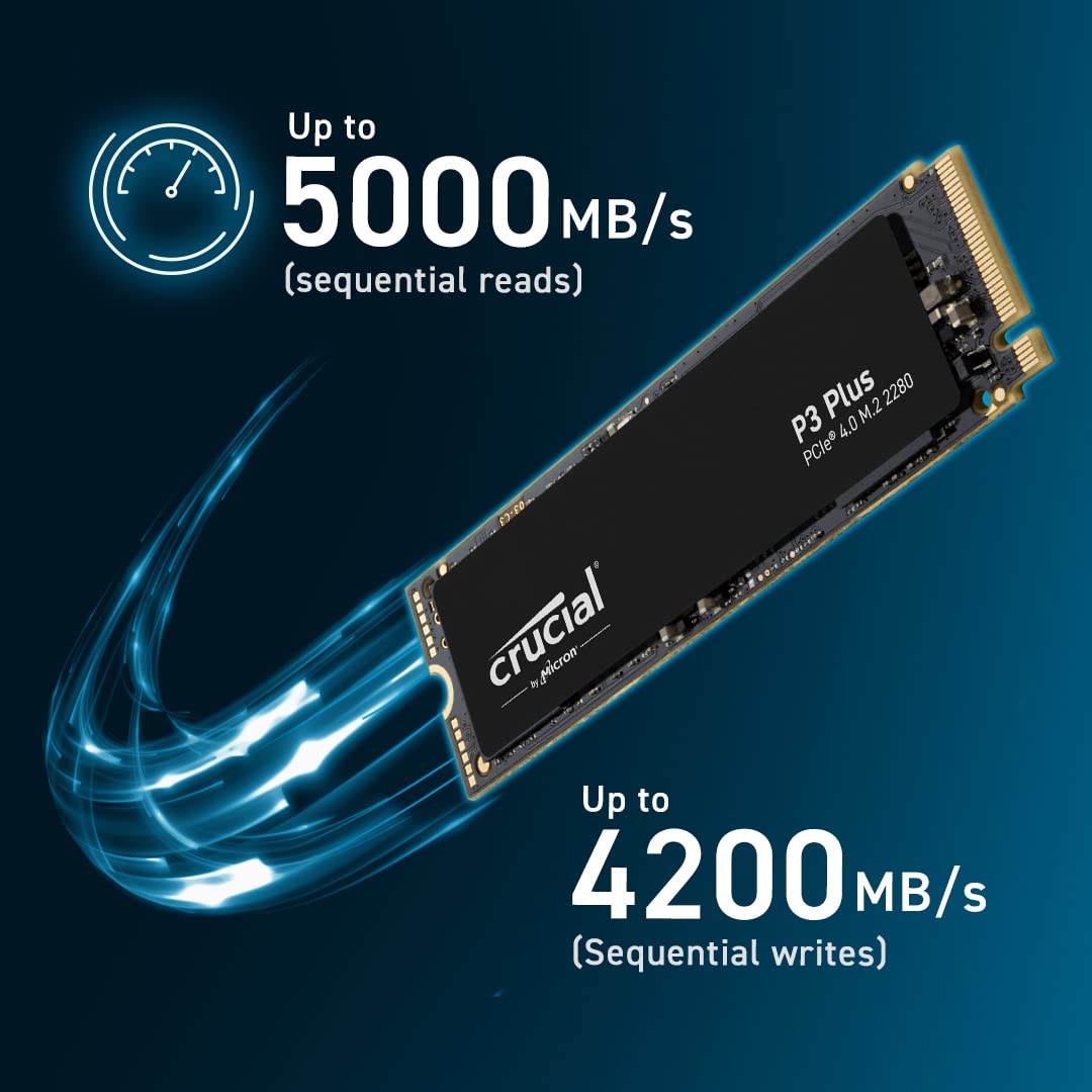 Crucial P3 Plus 500GB PCIe Gen4 3D NAND NVMe M.2 SSD, up to 5000MB/s - CT500P3PSSD8