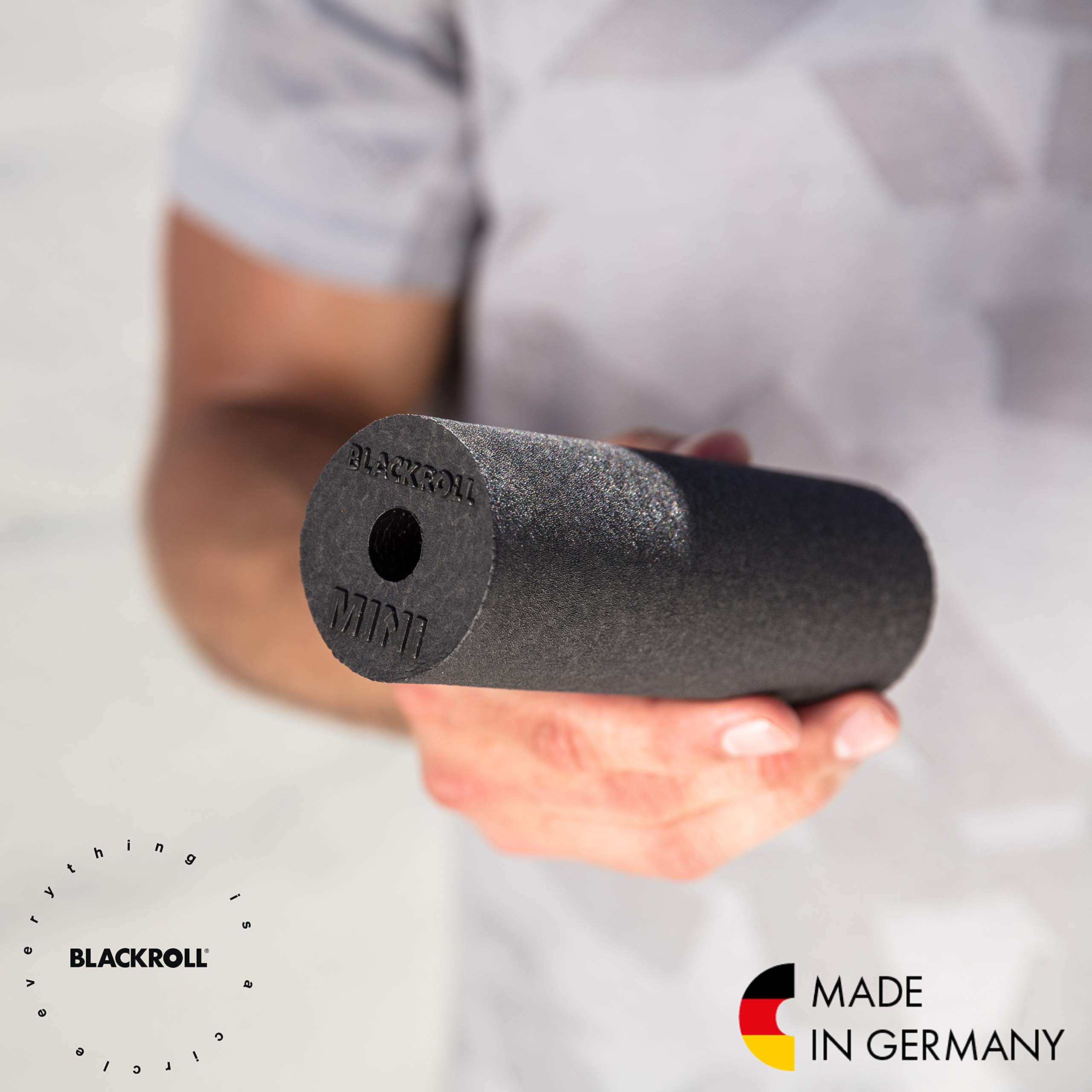 BLACKROLL - Mini Foam Roller, Massage Tool for Feet, Hands, and Arms, Ideal for Travel Size and Targeted Myofascial Release, for Exercise, Massage, and Muscle Recovery, 6" x 2", Black