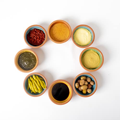 Clay pot for cooking - Handmade oven bowl tajine cooking pot - Microwave & Oven Safe - 100% Natural earthenware pot - Eco friendly terracotta pots for Mexican Indian Korean moroccan Dishes, (8 Pcs)