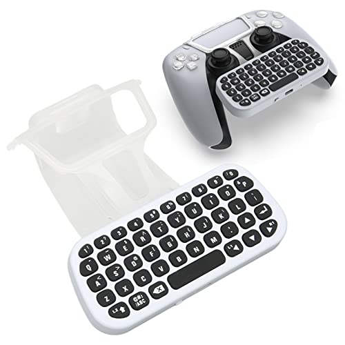 Controller Keyboard for PS5, Wireless Bluetooth Mini Keyboard Controller Accessories, Chat Controller Keypad with Clip Holder for PS5 Controller