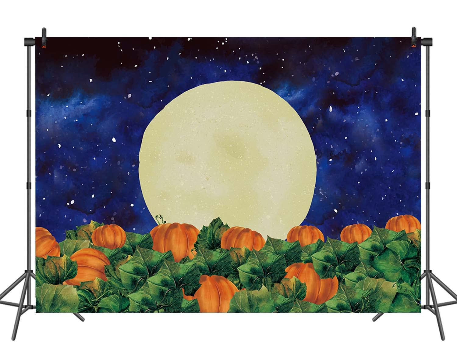 Halloween Background Moon Pumpkin Starry Night Decoration Halloween Party Backdrop Kids Birthday Cake Table Banner Studio Photography Props 72x48 inch