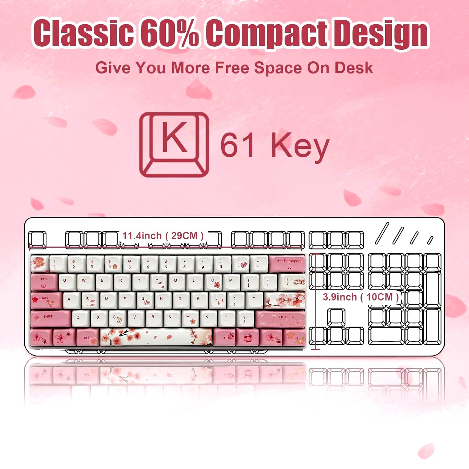 BOYI Wired 60% Mechanical Gaming Keyboard,Mini RGB Cherry MX Switch PBT Keycaps NKRO Programmable Type-C Keyboard for Gaming and Working (Cherry MX Blue Switch)