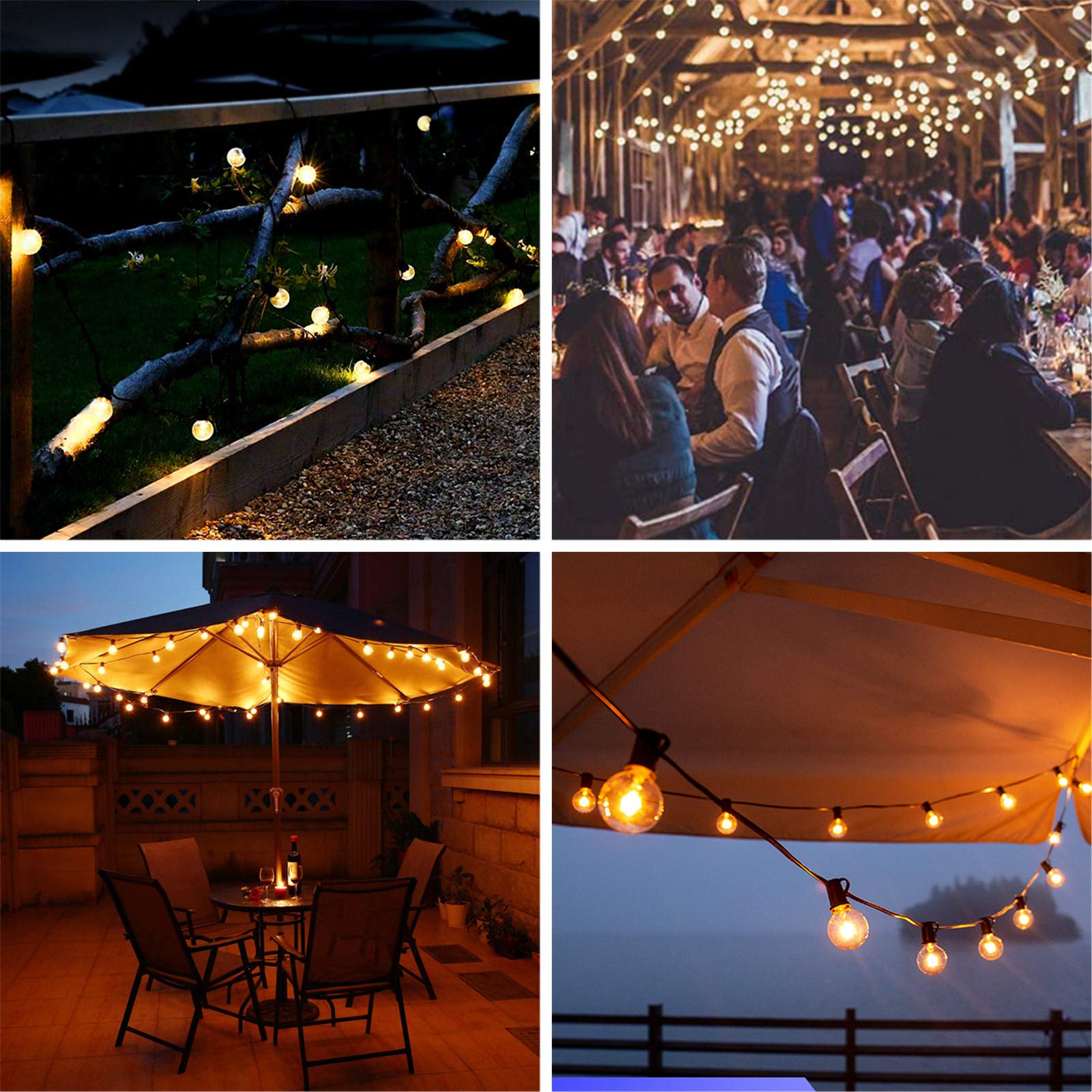 UC Outdoor String Lights, 30Pcs G40 Bulbs Globe Solar String Lights Waterproof Patio Decorative String Lights Outdoor with Remote for Backyard Garden Cafe Bistro Wedding Party,Warm White