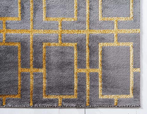 Unique Loom Marilyn Monroe Glam Collection Area Rug - Deco (6' 1' x 9' Rectangle, Gray Gold/ Gold)