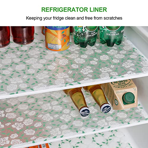 INNOLITES Drawer and Shelf Liner, Non Adhesive Waterproof Kitchen Cabinet Liner, Non Slip EVA Shelf Liner for Kitchen Cabinet, Drawers, Shelves, Pantry, Dresser, 17.5" × 196.8" White