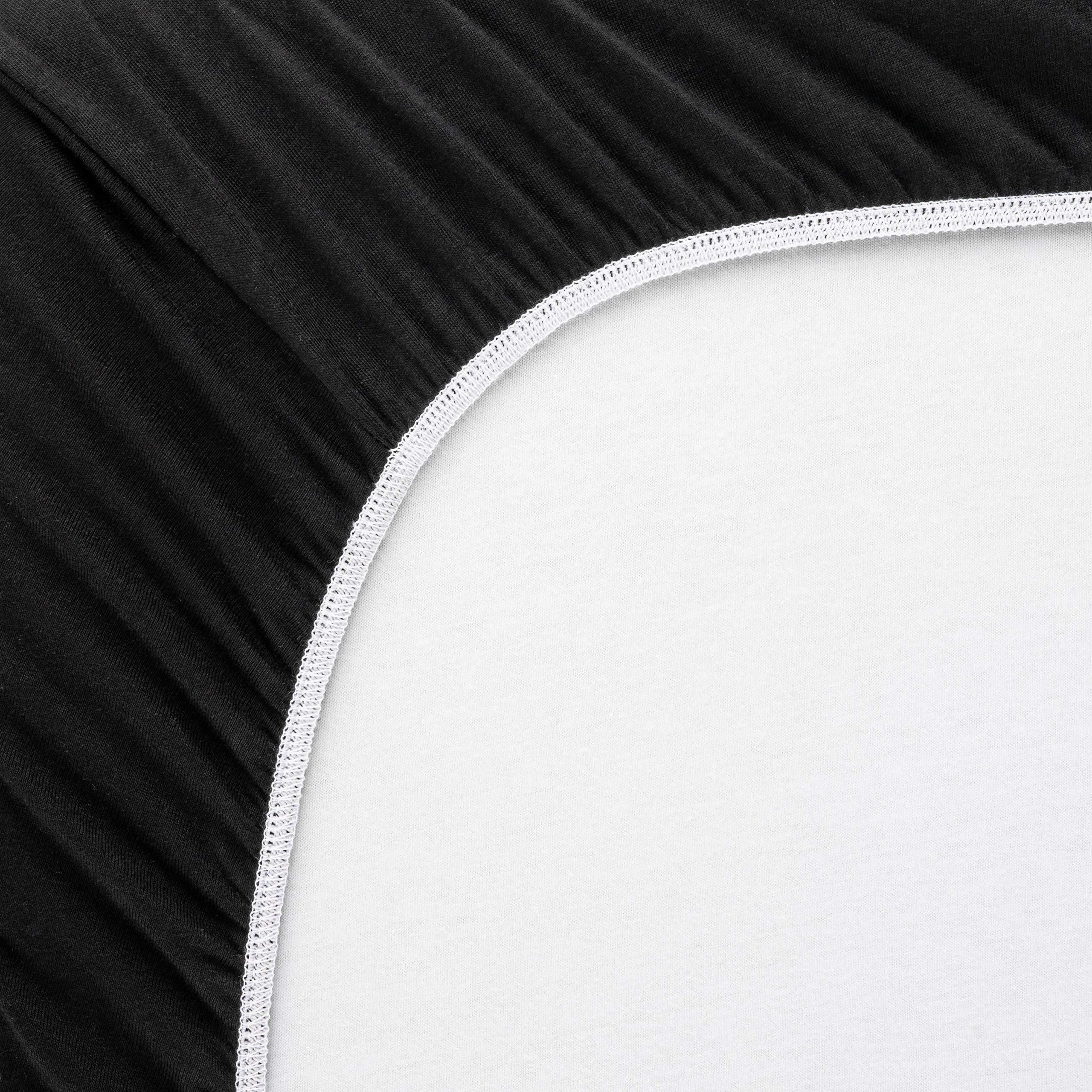 SheetWorld Fitted 100% Cotton Jersey Bassinet Sheet 15 x 33, Solid Black, Made in USA