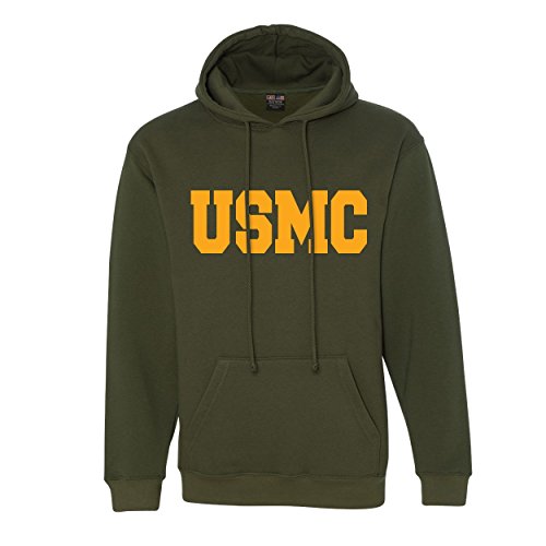 eMarinepx USMC Hooded Sweatshirt Military Green. Made in USA. Officially Licensed with The United States Marine Corps