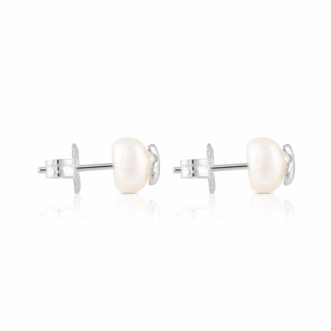 TOUS Sterling Silver Earrings for Women with Pearls & Bear Motif, Size: 8,5-9mm. TOUS Bear Collection