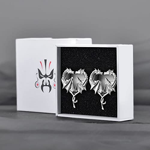 COOEAR Heart Shape Dinosaur Design Gauges for Ear Plug Tunnels Stainless Steel Black Stretchers and Expander Body Jewelry.