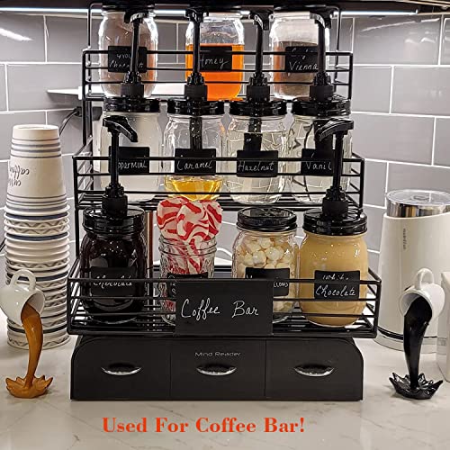 GMDREUT Mason Jar Syrup & Honey Pump Dispenser Lids For Regular Mouth Jar (2 Pack) Coffee Syrup Dispenser Food Grade, Airtight & Leak & Rust Proof Sauce Dispenser Pump Lids (Jar Not Included)