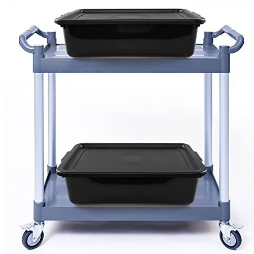 Yuright 4 Pack Black Bus Tub with Lids, 13 L Food Grade Commercial Bus Tubs