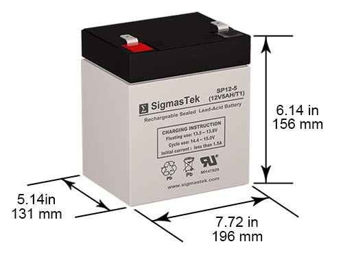 SigmasTek 12 Volt 5 AmpH SLA Battery with F1 Terminal Replacement for FP1245