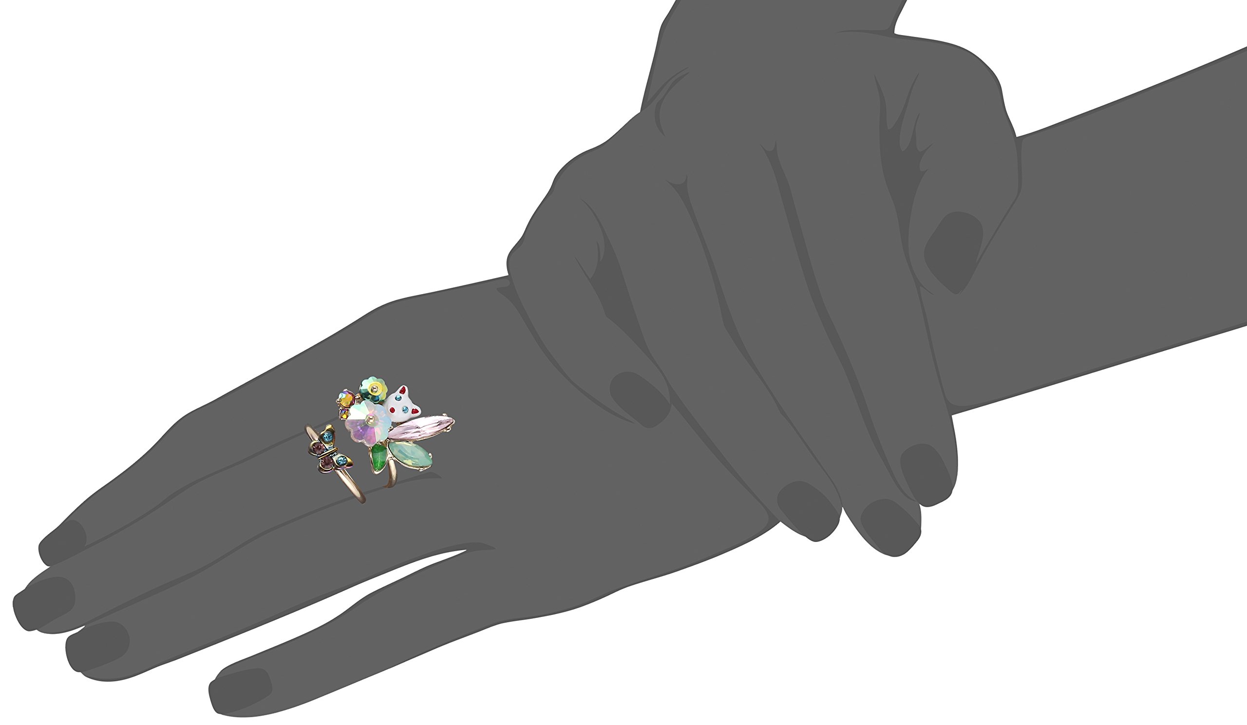 Betsey Johnson Colorful Stone & Cat Cluster Ring