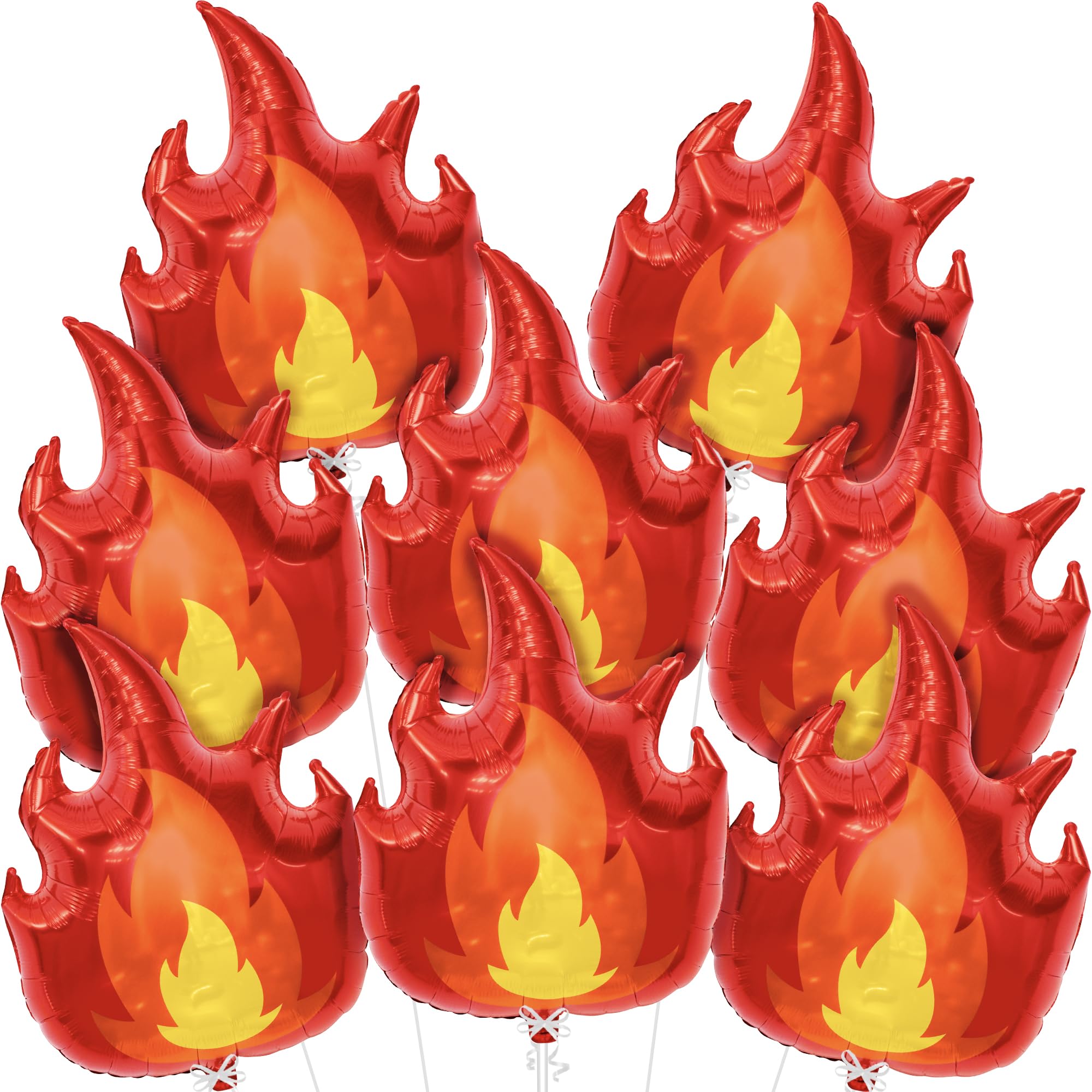 KatchOn, Red Fire Balloons for Fire Decorations - 28 Inch, Pack of 8 | Flame Balloons for Fire Party Decorations | Fire Balloons Flames for Firefighter Party Decorations, Fire Birthday Decorations