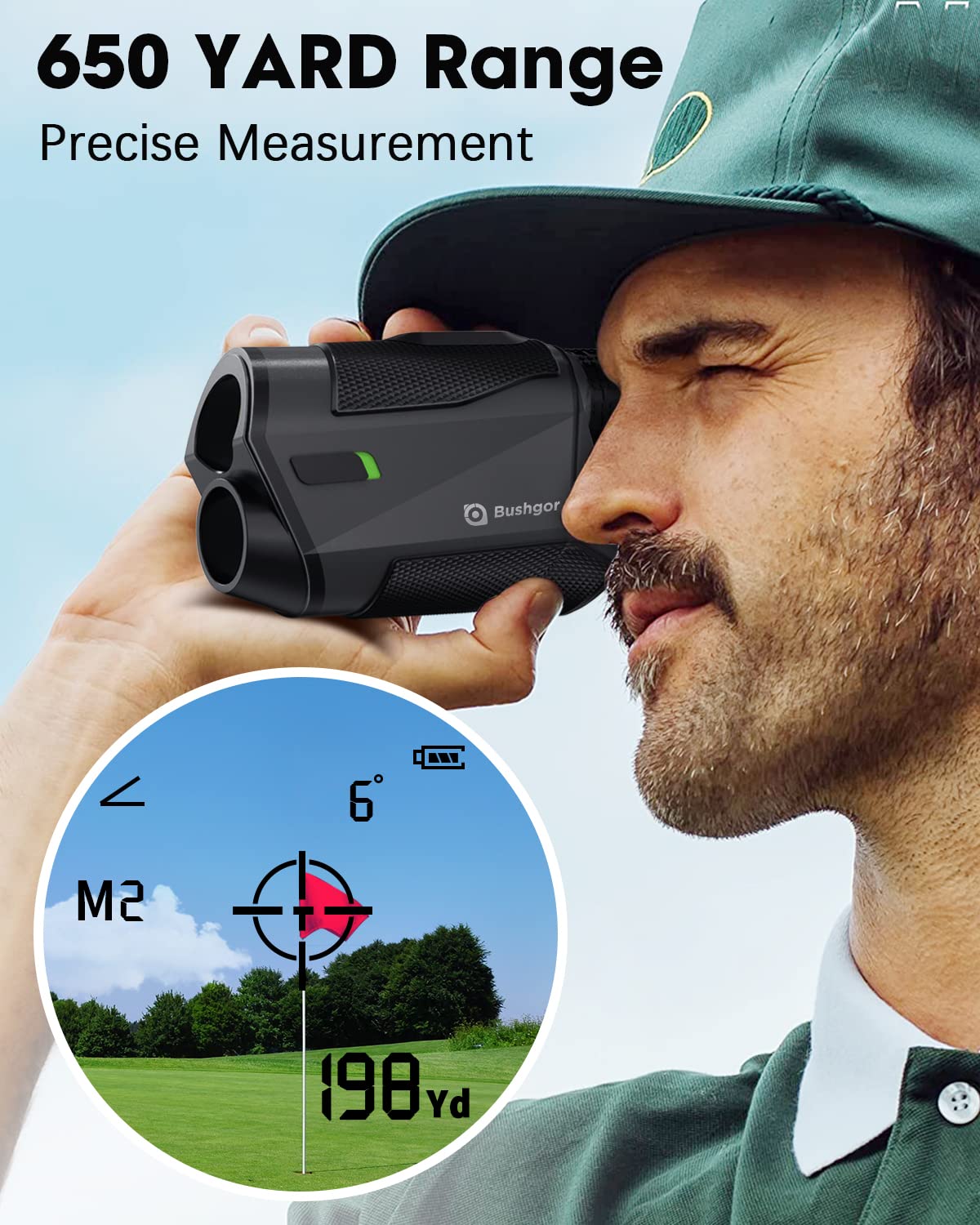 Bushgor Laser Golf Rangefinder with Slope Measurement - Laser Rangefinders with Flag Pole Locking Vibration Function, Golf Distance Rangefinder Gift for Men, Gray, K600G, 5.94x4.13x2.32 inch