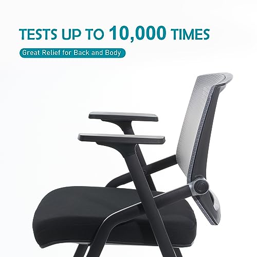 BLANEDUO Conference Room Chairs, Folding Office Desk Chair with Lumbar Support and Sliding Armrest with Casters, Stackable Office Guest Chairs & Reception Chairs(4 Pack)