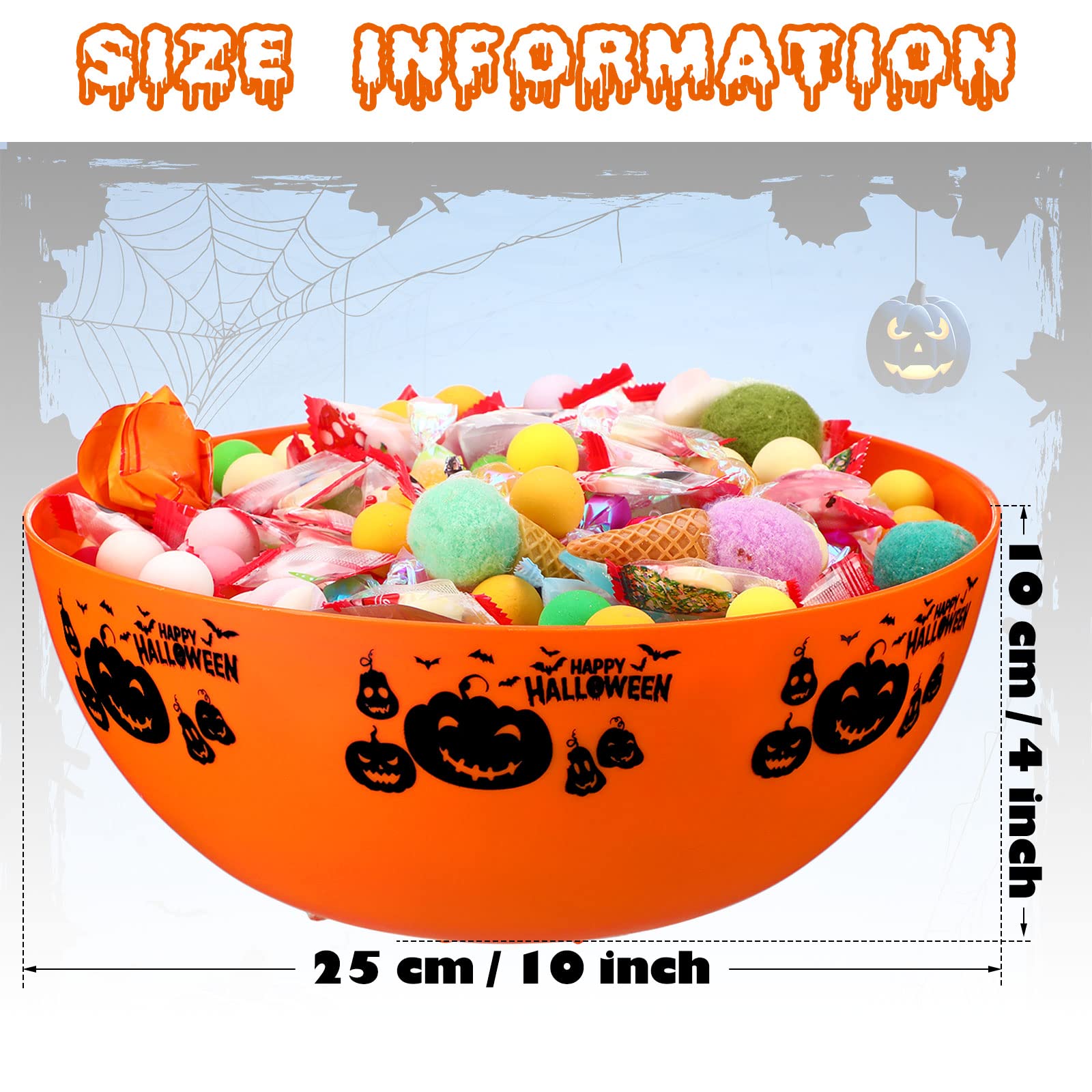 Funtery 6 Pcs Halloween Candy Bowl Large Halloween Plastic Trick Treat Candy Bowls Halloween Party Supplies Halloween Serving Bowl Halloween Candy Holders Tableware Party Decor(Black Ghost)