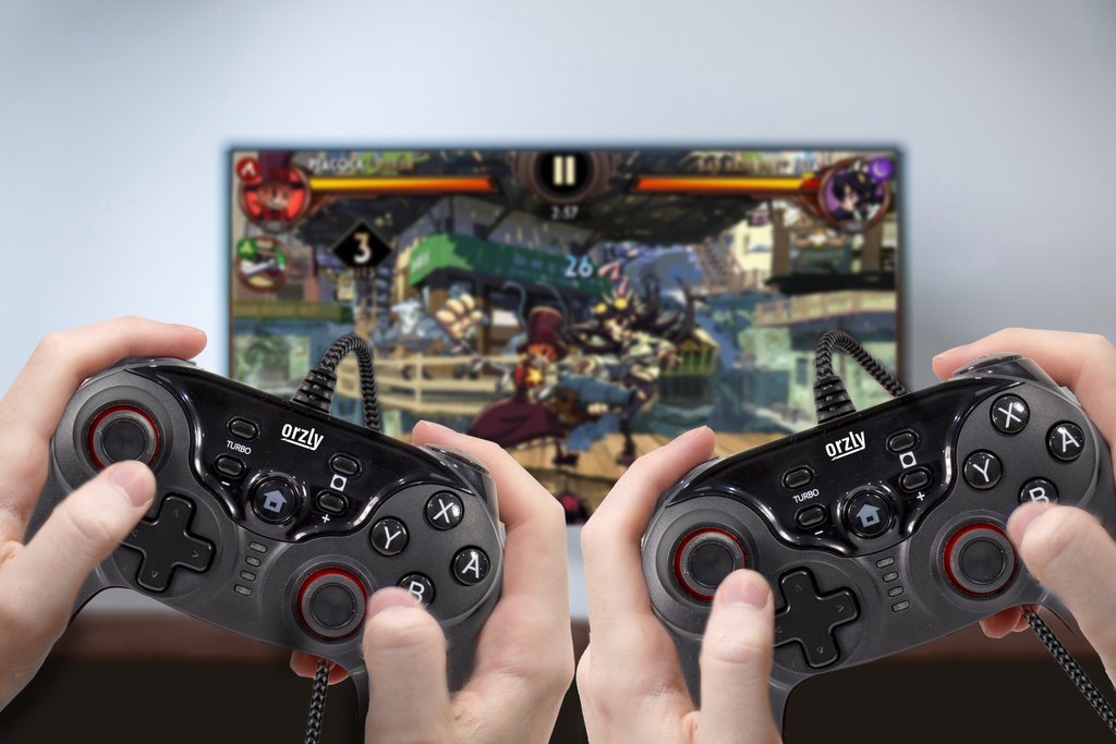 Orzly Pro Gamepad Turbo Controller for Nintendo Switch - TWIN PACK - 2x Plug and Play USB Wired Game Pads with Extra Long 3m Cable (10ft) and Turbo Buttons for Nintendo Switch (BLACK Control Pads x2)