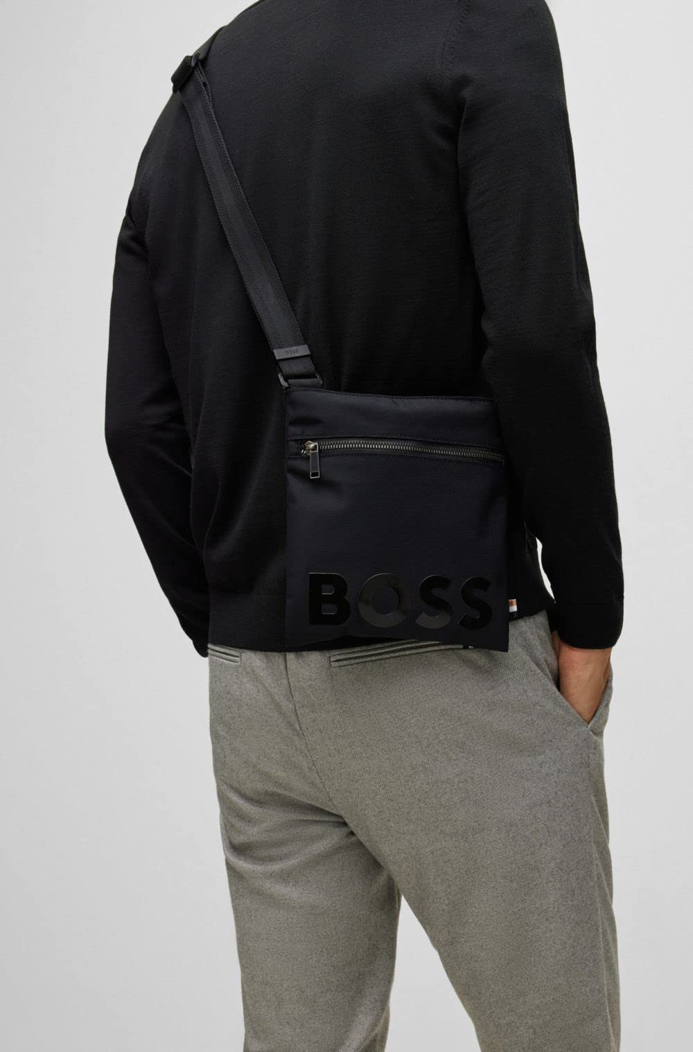 BOSS Men's Catch_s Zip Env Satchel Bag, ONESI, Black