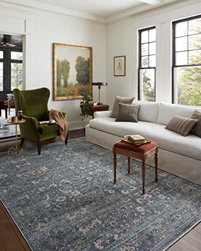 Loloi Jean Stoffer x Bradbury Collection, Ocean & Gold, 10'-0" x 14'-0" Area Rug – Modern & Traditional Area Rugs for Living Room Bedroom Entryway & Hallway No Shed High Traffic Area Decor Rug