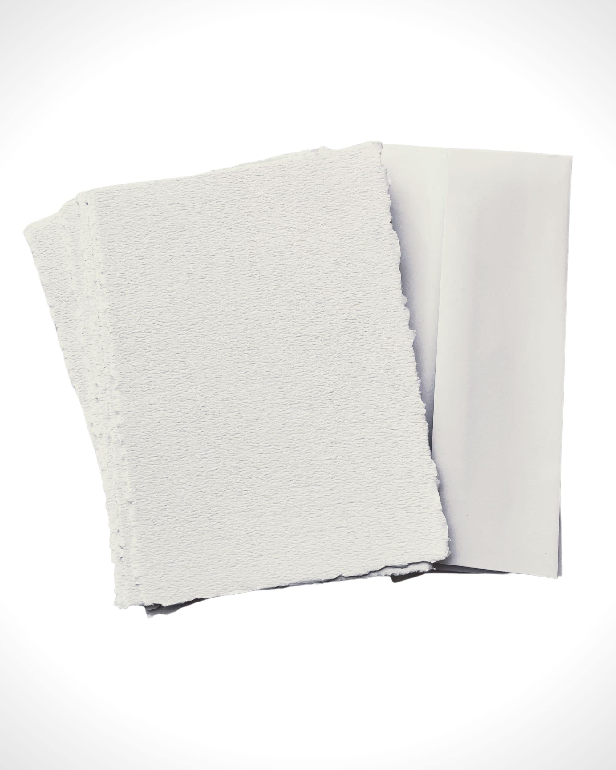 Blank Deckle Edge Sheets, 135#/290gsm, Soft White, 100% Cotton Rag, Cold Pressed, Acid Free & Archival Hand Torn Watercolor Paper (8x10 inch Sheets Only, Set of 24)