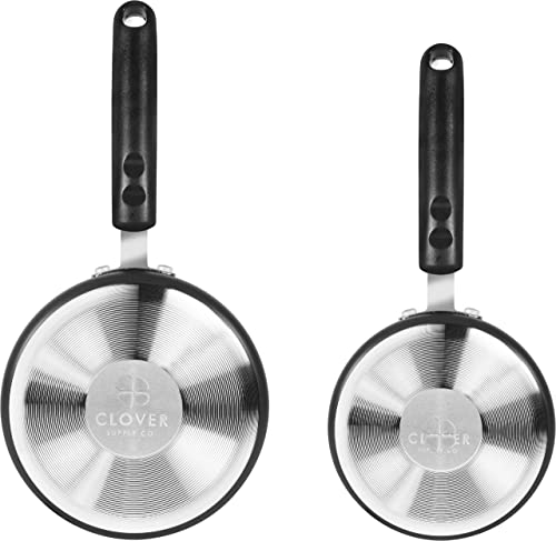 Clover Supply Co. Nonstick Saucepan Set with Lids Pots - Multipurpose Use for Home Kitchen or Restaurant - Glass Lids - 1 Quart and 2 Quart