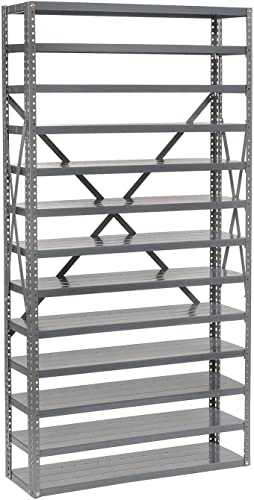 Global Industrial 13 Shelf Steel Shelving with (60) 4" H Plastic Shelf Bins, Green, 36x12x72