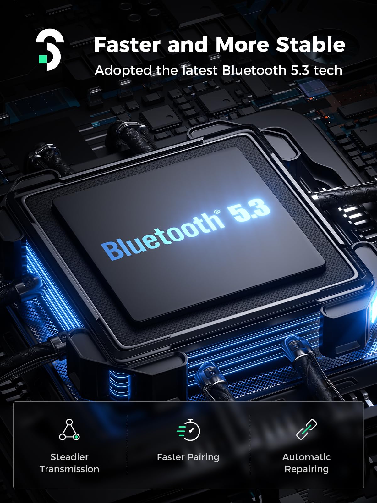 Bluetooth 5.3 FM Transmitter for Car - SOOMFON Bluetooth Car Adapter with Big Mic Bass Stereo Hi-Fi Sound, PD30W QC18W FM Bluetooth Transmitter Car Charger Support Hands-Free Calls, Aux Out, TF Card