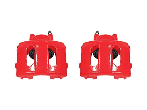 Power Stop S4339 Front Pair of High-Temp Red Powder Coated Calipers For 1991 - 2001 Jeep Cherokee Mid Size XJ | 1993- 1998 Grand Cherokee | 1990 - 2006 Wrangler [Application Specific]