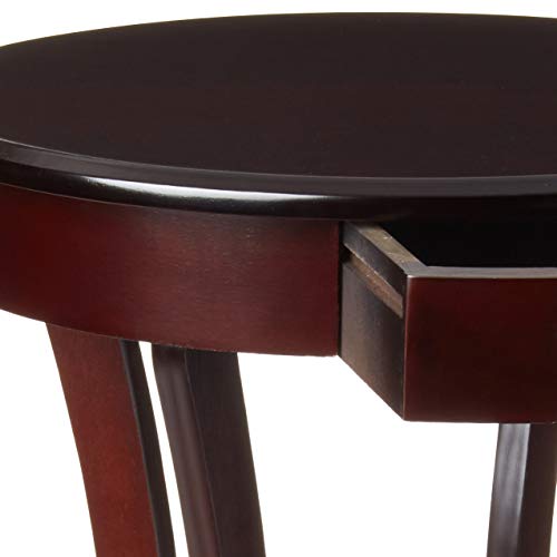 Frenchi Furniture Wood Round Table with Drawer and Shelf ,Espresso