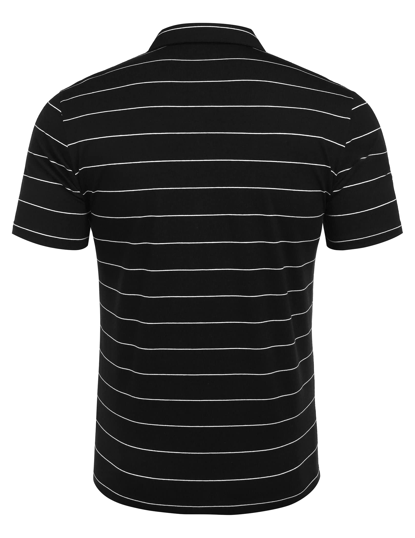 COOFANDY Men's Short Sleeve Polo Shirt Striped Golf Polo Shirts Regular Fit Golf Shirt with Pocket (Black, XX-Large)