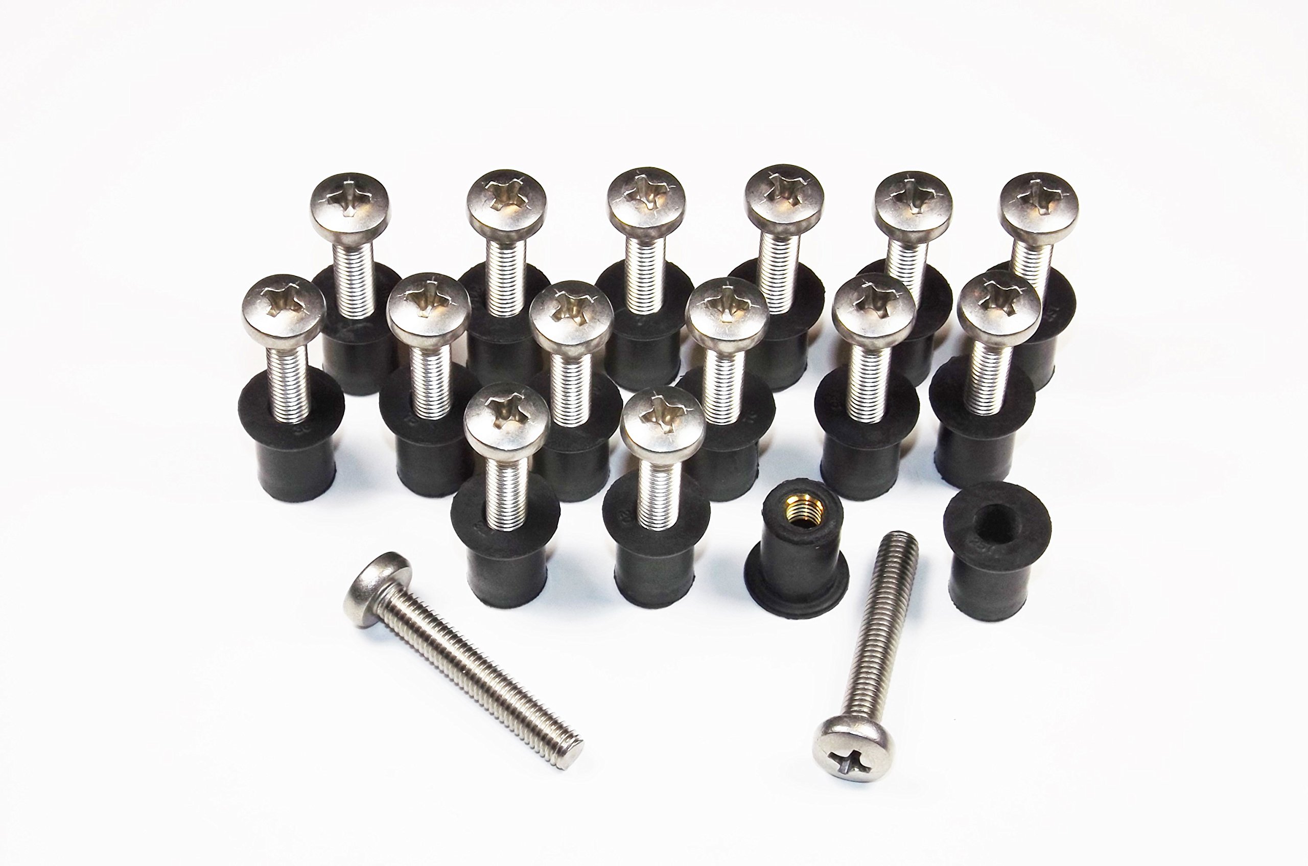Bike Boltz Scotty Style Wellnuts 16 Pack Boat, Kayak, and Canoe Marine Hardware Fasteners (Silver)