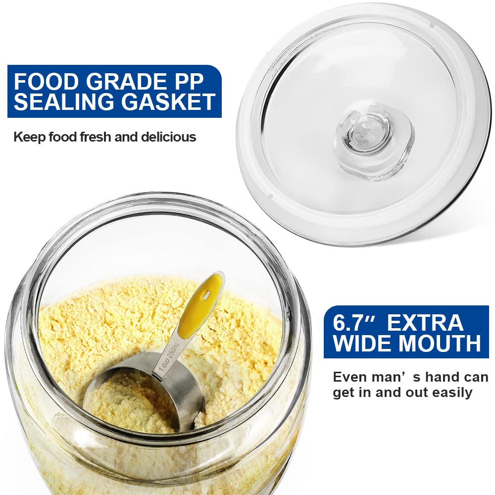 Daitouge 2.5 Gallon Glass Jars with Lids, Large Cookie Jars with Big Opening, 1 Pack Food Storage Canister for Kitchen, Great for Storage Flour, Rice, Sugar, Pasta, Candy