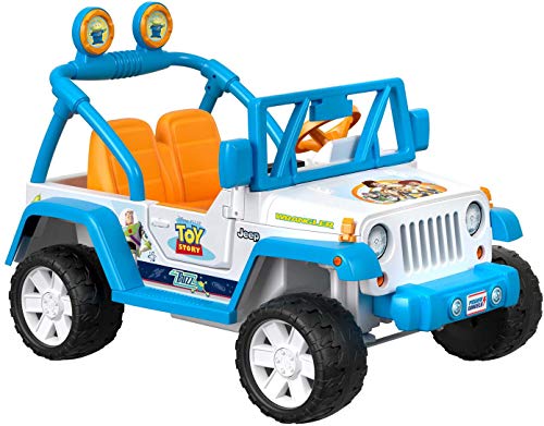 Power Wheels Disney Pixar Toy Story Jeep Wrangler, 12V battery-powered ride-on vehicle for preschool kids ages 3-7 years