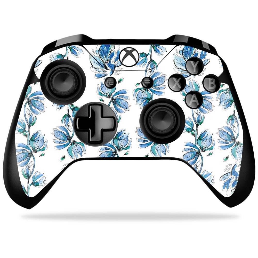 MightySkins Skin Compatible with Microsoft Xbox One X Controller - Blue Vines | Protective, Durable, and Unique Vinyl Decal wrap Cover | Easy to Apply, Remove, and Change Styles | Made in The USA
