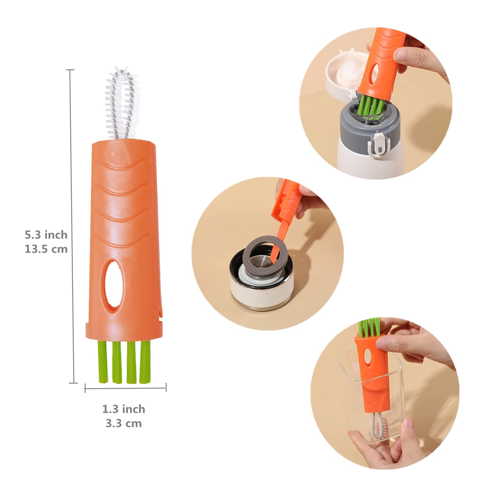 CHENJI Baby Bottle Brush. 3 in 1 Multifunctional Cup Lid Crevice Stain Cleaning Brush. Long Handle Water Bottle Brush with Replacement Head. Cup Brush, Pacifier Brush, Straw Cleaning Brush.
