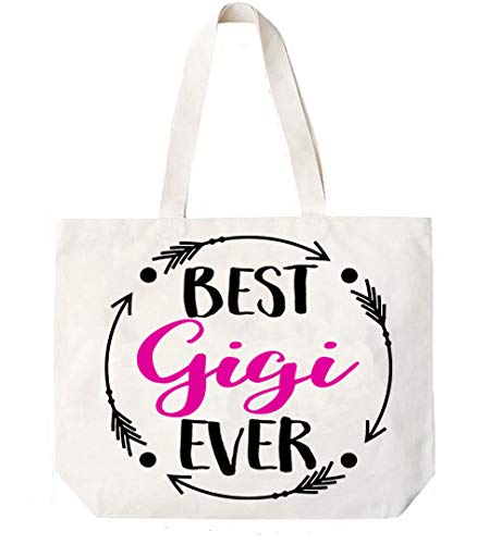 COCOVICI Gigi Tote Bag | Best Gigi Ever | Grandma Gifts | Gigi Gifts | Gigi Christmas Gift | Christmas Gift from Grandkids (Best Gigi Ever Pink/Black Font)