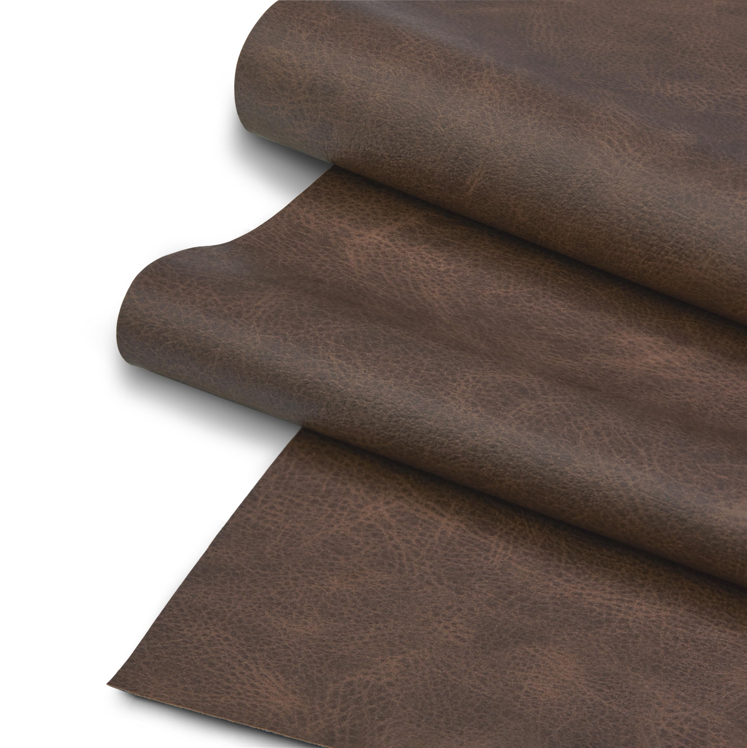 Faux Leather Fabric, Thick Durable Synthetic Repholstery Leather Vinyl, Soft Touch Distressed DIY and Craft Material - Individual 1 Yard Cut 36"x54" (Cocoa)