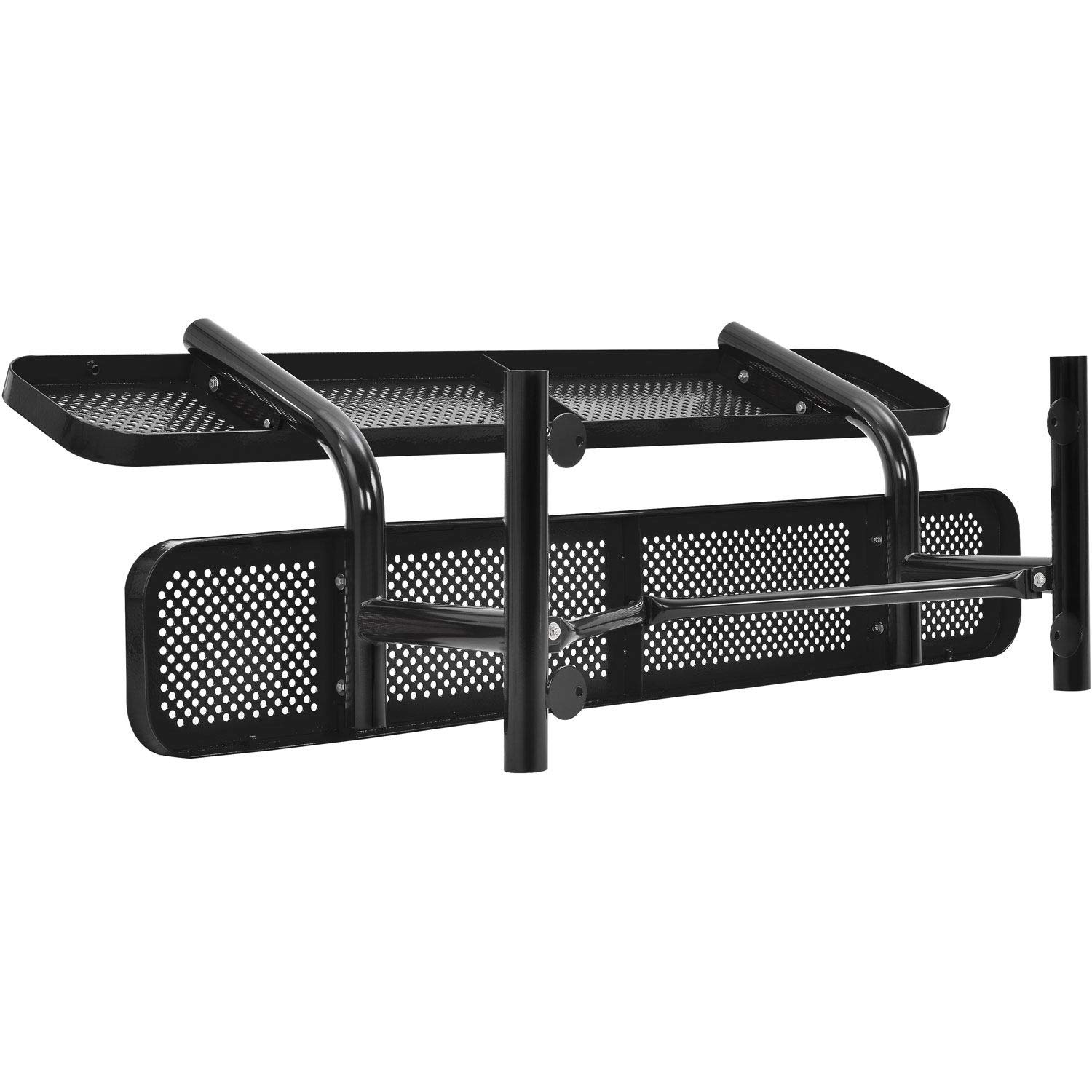 Global Industrial 72" Perforated Metal Outdoor Picnic Bench with Backrest, Black