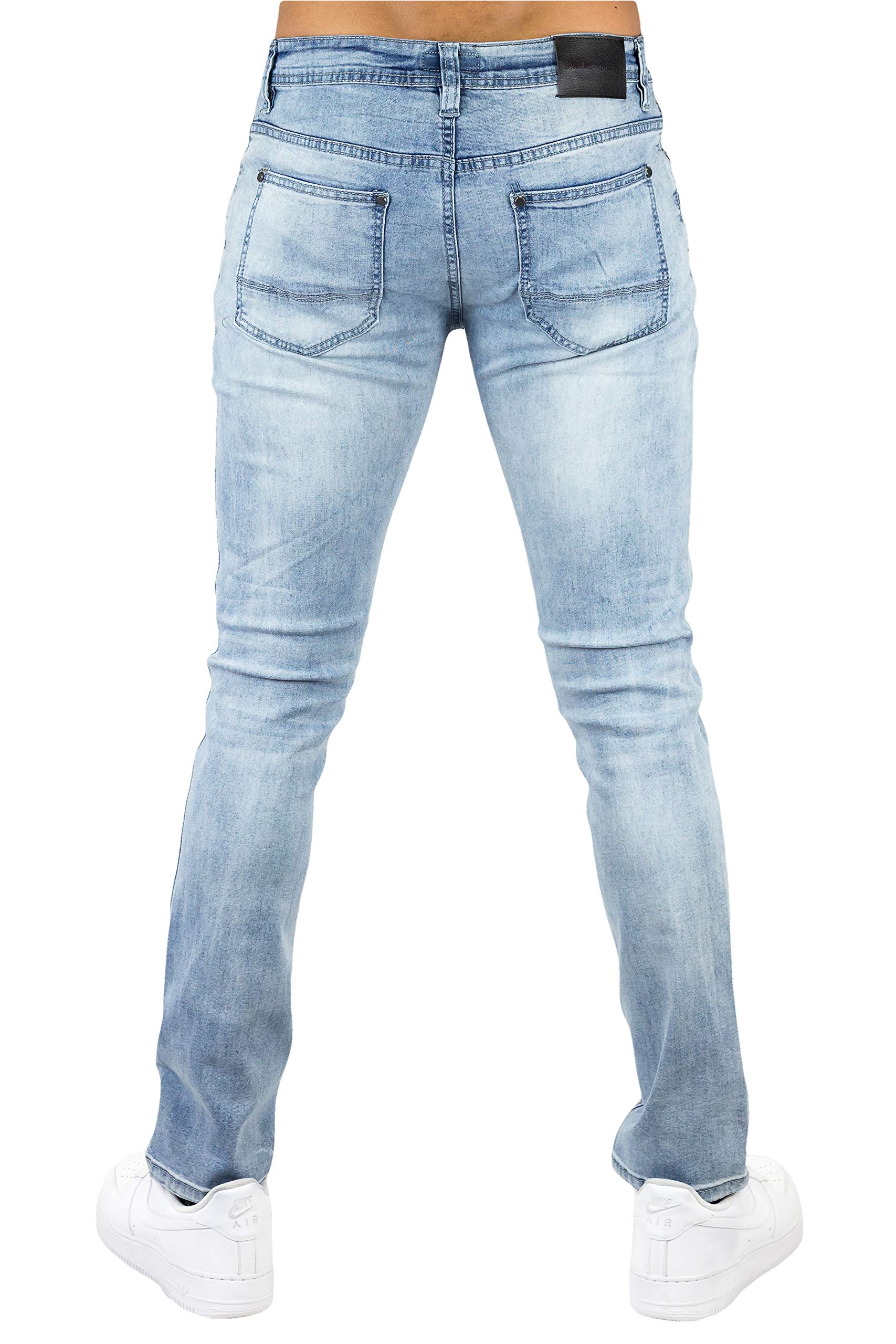 Bleecker and Mercer Men's Flex Stretch Basic Slim Skinny Fit Denim Jean Pants Premium Wash (P005-AZ- Cloud, 34x30)